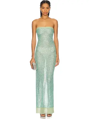 FAIT PAR FOUTCH Elizabeth Sequin Embellished Dress - Turquoise Sequin