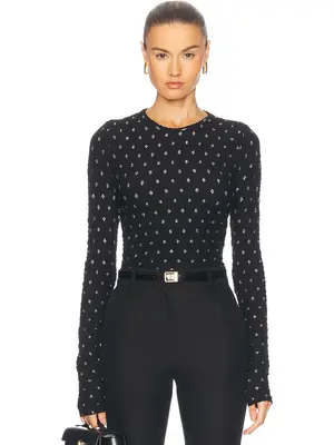 FRAME Dotted Stretch Mesh Top - Black Multi