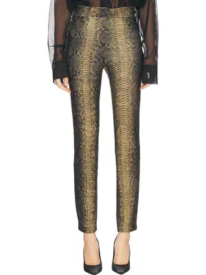 Norma Kamali High Waisted Pencil Leg Jeans - Python