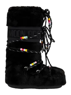 Moon Boot Icon Faux Fur Boots - Black