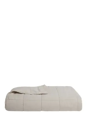 PARACHUTE Linen Box Quilt In White - Bone