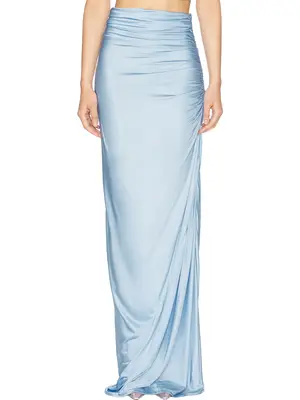 Alejandra Alonso Rojas Long Jersey Draped Skirt - Sky Blue