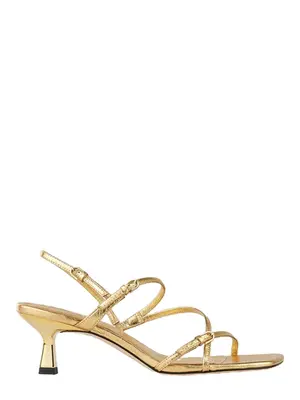 Sandro Strappy Patent Leather Sandals - Gold