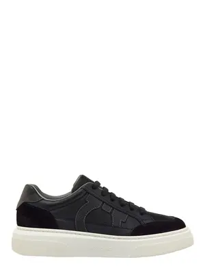 FERRAGAMO Low-top Sneaker With Gancini Detail - Black