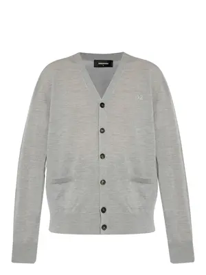 Dsquared2 Logo-embroidered Cardigan - Grey