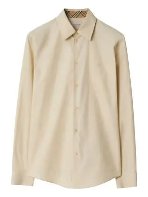 Burberry Ekd-embroidered Cotton Shirt Neutrals