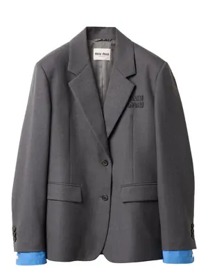 Miu Miu Single-breasted Gabardine Blazer - Grey