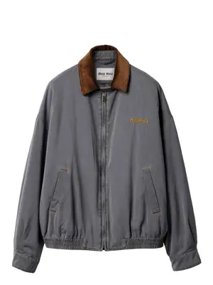 Miu Miu Velvet-trimmed Bomber Jacket - Grey