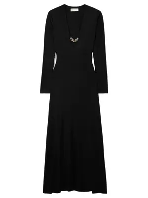 Tory Burch Jessa Embellished Satin-jersey Maxi Dress - Black