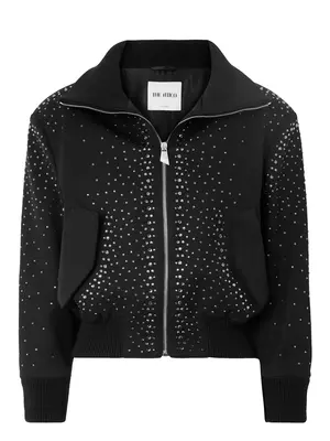 Attico Crystal-embellished Twill Bomber Jacket - Black