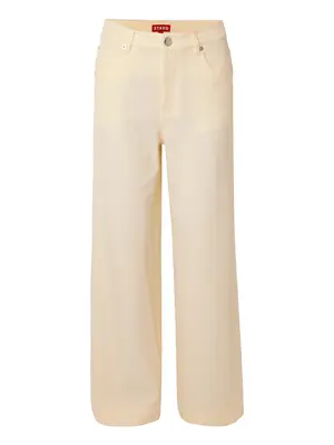 Staud Grayson Twill Wide-leg Trousers - Ecru