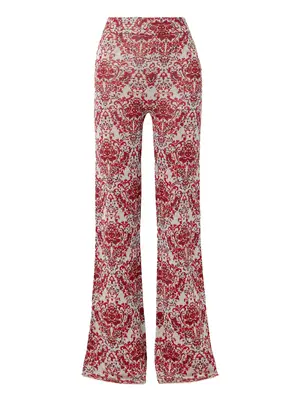 Rabanne Metallic Jacquard-knit Flared Pants - Red