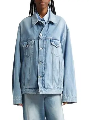 Acne Studios Distressed Relaxed Fit Denim Jacket - Light Blue 228
