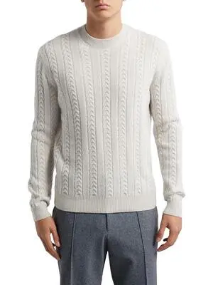 Hugo Boss Boss Ermisto Virgin Wool And Cashmere Cable Knit Sweater - Natural