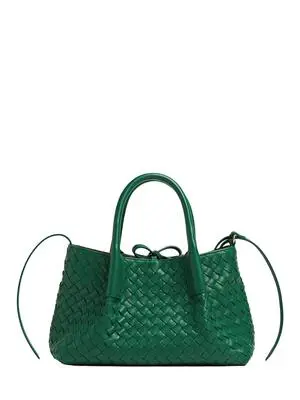 BOTTEGA  VENETA Intrecciato Silky Calfskin Tote Bag - Jungle/fondant
