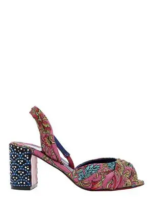 CHRISTIAN LOUBOUTIN Cordelia 70 Jacquard Florea Slingback Sandals - Pink