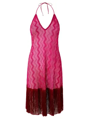 Missoni Zigzag Fringed Midi Dress - Pink