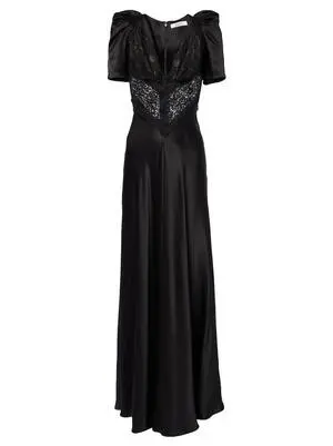 RODARTE Lace-trimmed Silk Charmeuse Gown - Black