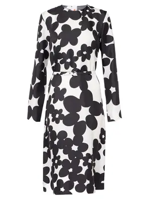 Marni Printed Silk Midi Dress - Black