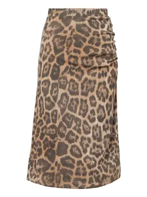 Stella McCartney Leopard-printed Ruched Midi Skirt - Multicoloured