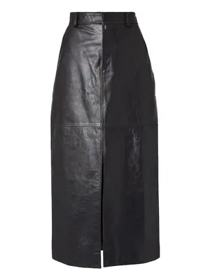 SELF-PORTRAIT Leather Pencil Skirt - Black