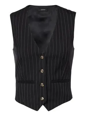 Wardrobe.NYC Pinstripe Wool Vest - Black