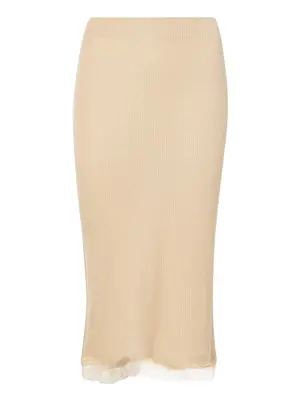 THE ROW Indira Lace-trimmed Midi Skirt - Beige