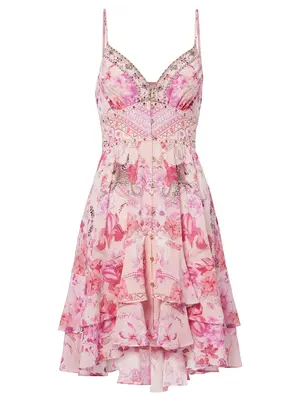 Camilla Gathered Floral Mini Dress - Pink