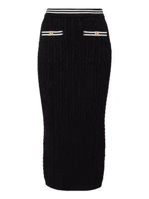 Alessandra Rich Cable-knit Cotton Midi Skirt - Black