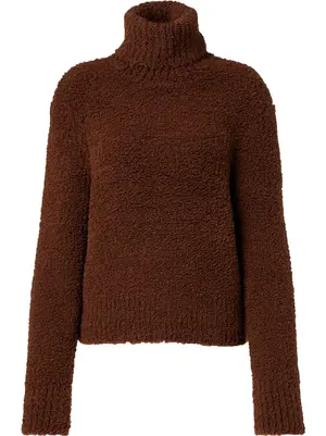 SELF-PORTRAIT Wool-blend Turtleneck Sweater - Brown