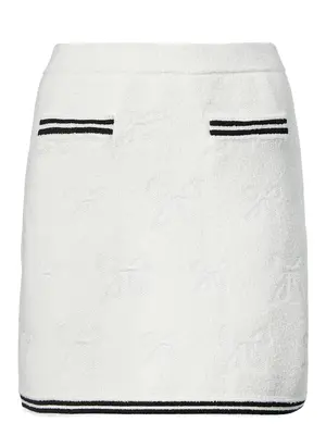 SELF-PORTRAIT Jacquard Miniskirt With Bow Detail - White