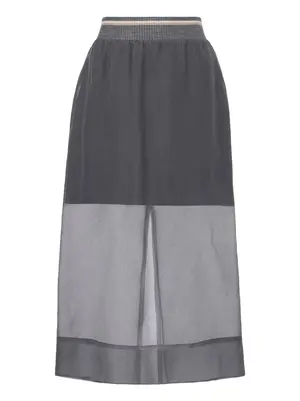 Brunello Cucinelli Sheer Silk Midi Skirt - Grey