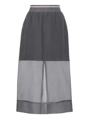 Brunello Cucinelli Sheer Silk Midi Skirt - Grey