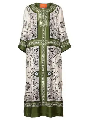 LA DOUBLEJ Mirage Placee Printed Silk Twill Kaftan