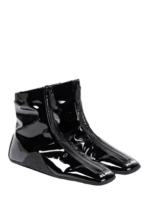 Alaïa Faux Patent Leather Ankle Boots - Black