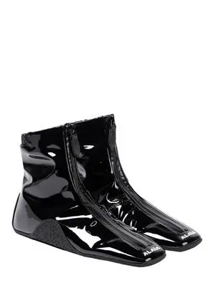 Alaïa Faux Patent Leather Ankle Boots - Black