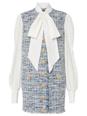 Balmain Cotton-blend Tweed Minidress - Blue