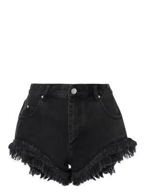 Isabel Marant Eneidao Fringed Denim Shorts - Black