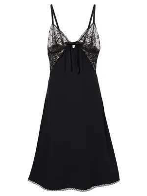 Alessandra Rich Satin Slip Dress - Black