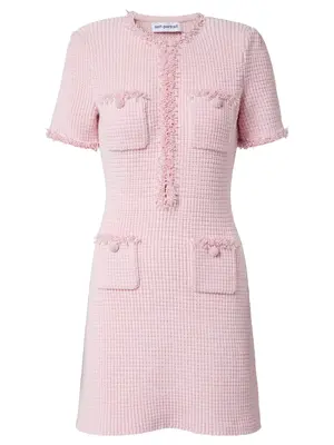 SELF-PORTRAIT Embellished Knitted Minidress - Pink
