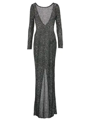 Alessandra Rich Sequined Gown - Silver