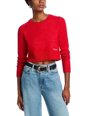 Cinq À Sept Cropped Crewneck Sweater - Candy Apple