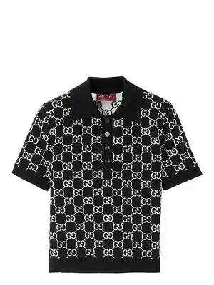 Gucci Reversible Logo-jacquard Wool-blend Polo Shirt - Black