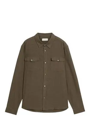 FRAME Cotton And Merino Woolblend Twill Shirt Taupe