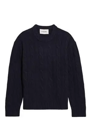FRAME Cable-knit Cashmere Sweater - Navy