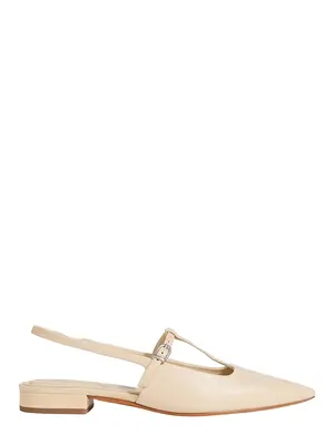 Vince Leather Slingback Flats - Beige