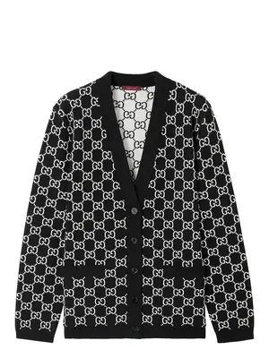 Gucci Reversible Jacquard-knit Wool-blend Cardigan - Black