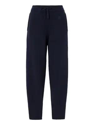 TOTEME Embroidered Cashmere Tapered Track Pants - Blue