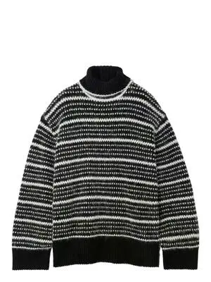 TOTEME Wool-blend Striped Turtleneck Sweater - Black