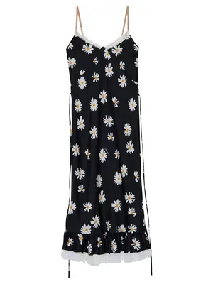 Moschino Daisy-print Midi Dress - Black